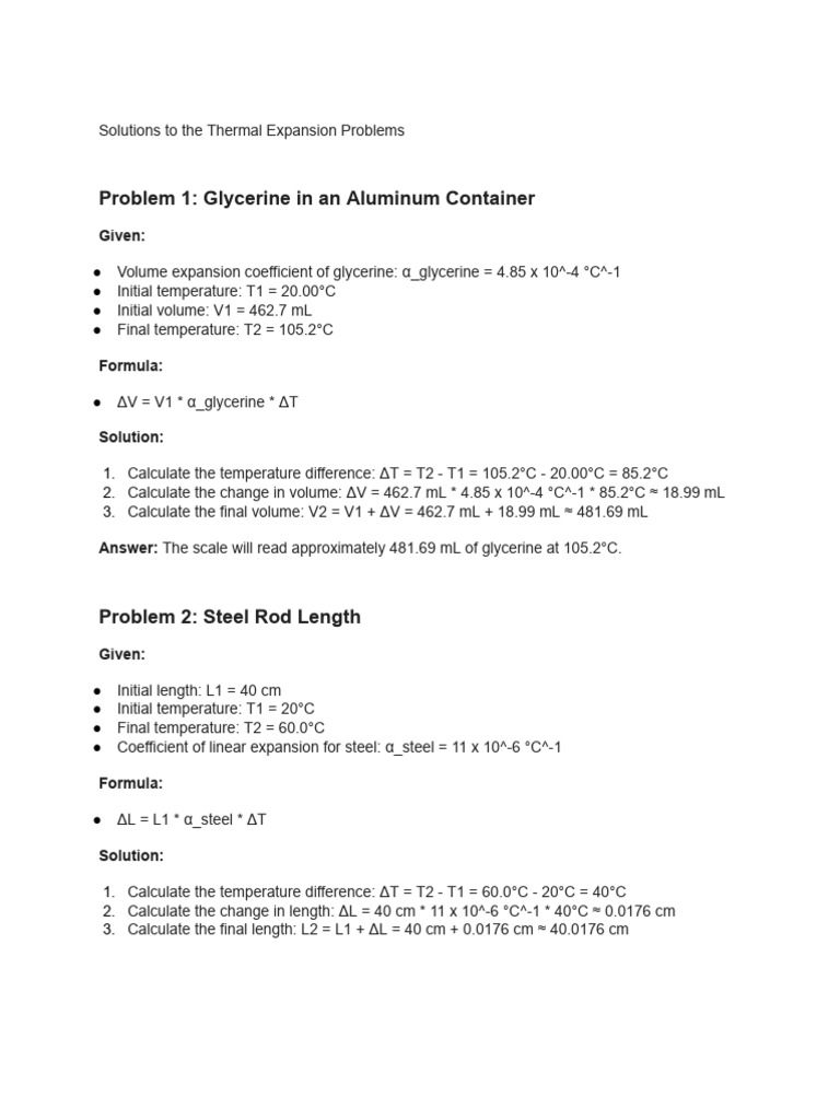 Thermal Expansion Problems- | PDF