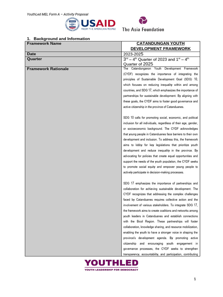 Catanduanes Youth Development Proposal | PDF | Empowerment | Governance