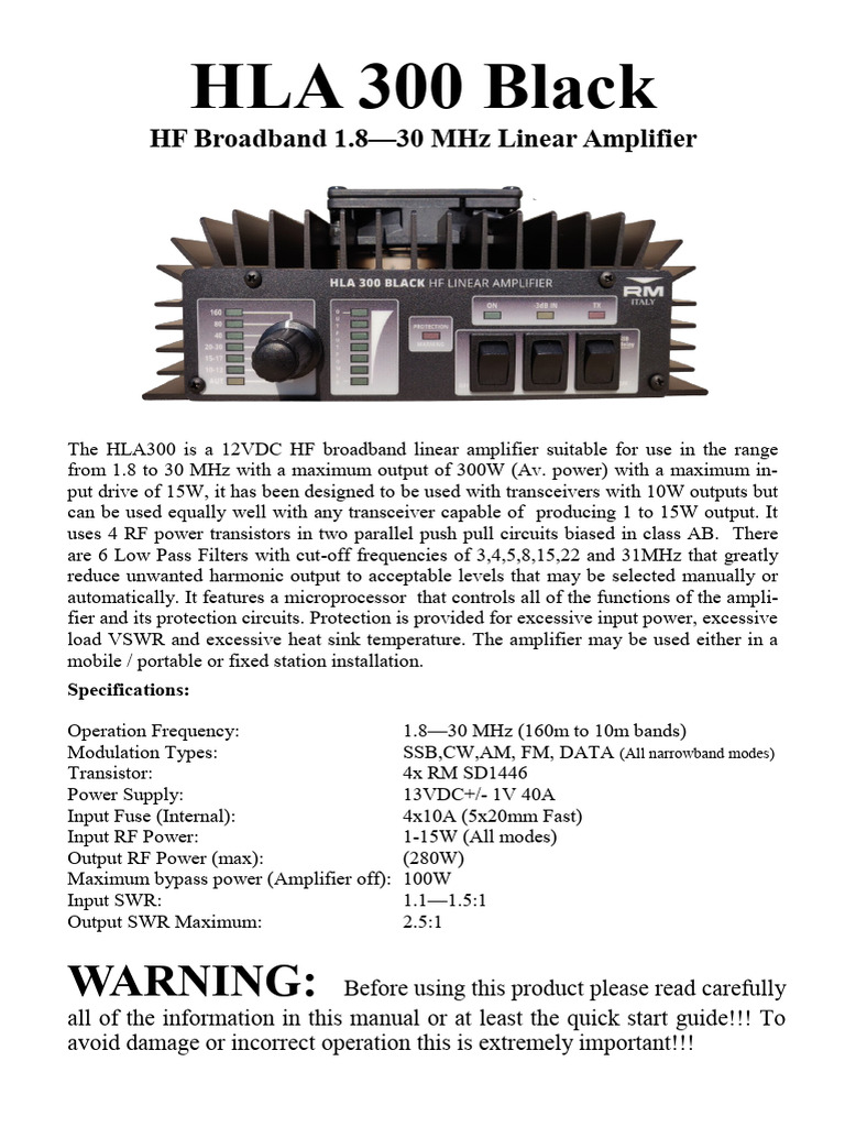 HLA300 Black English Manual | PDF