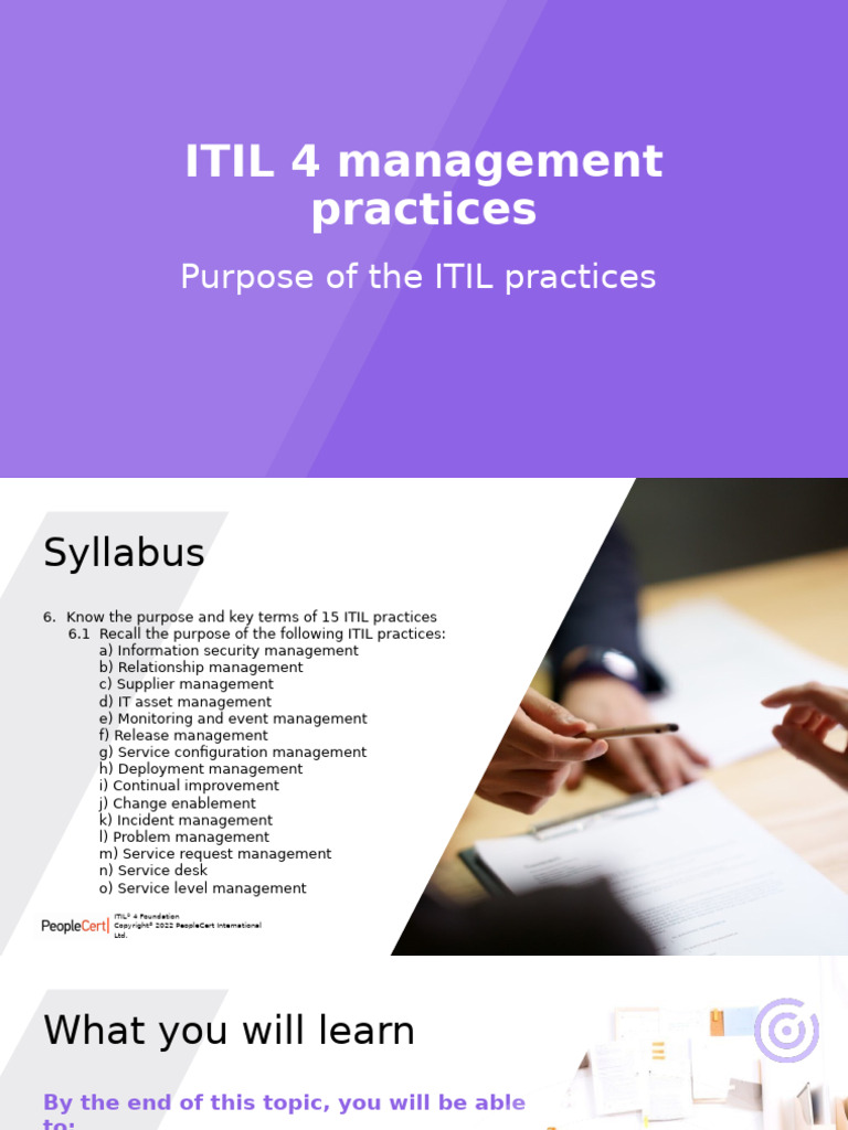 Purpose of ITIL Practices | PDF