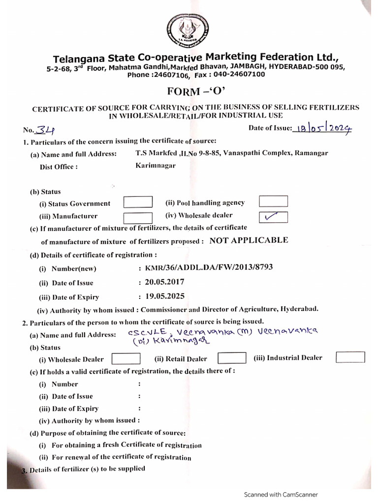 Markfed o Form | PDF