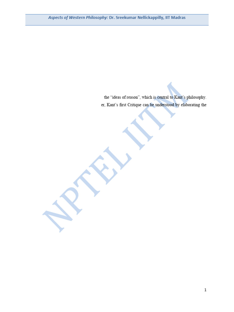 Immanuel Kant - The Ideas of Reason and The Rejection of Speculative ...