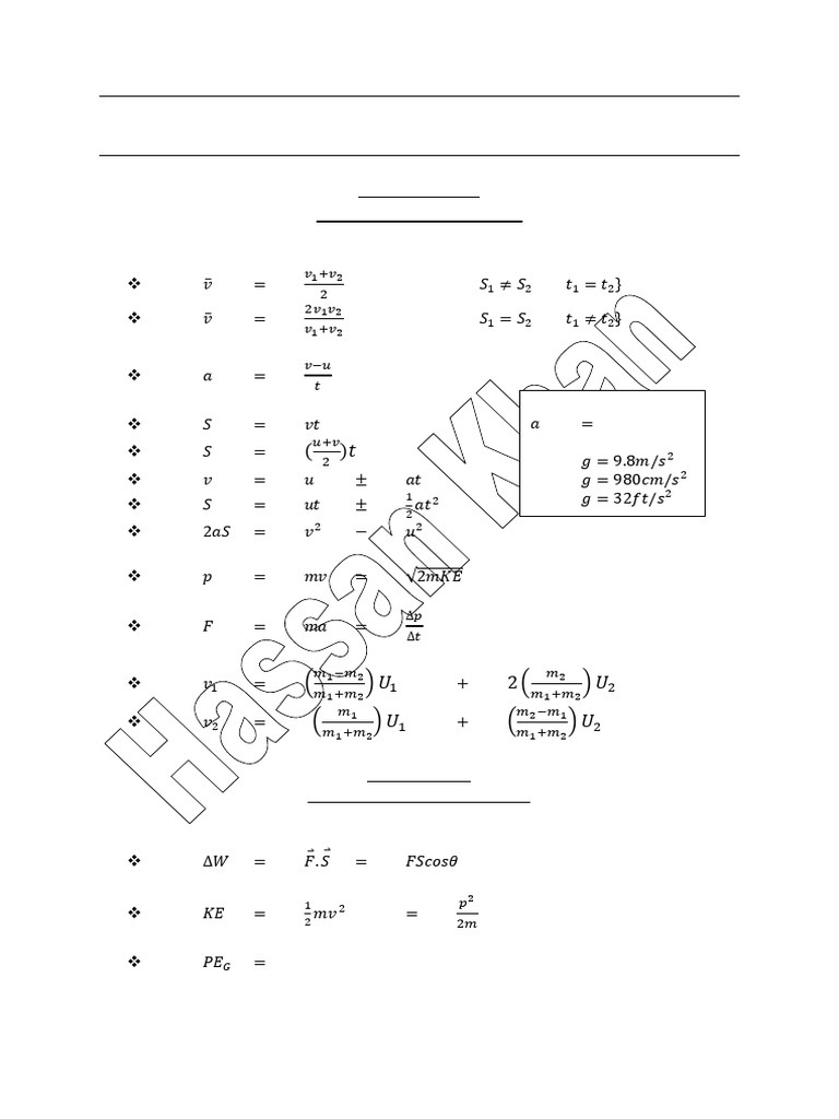 Mdcat Formula Sheet | PDF