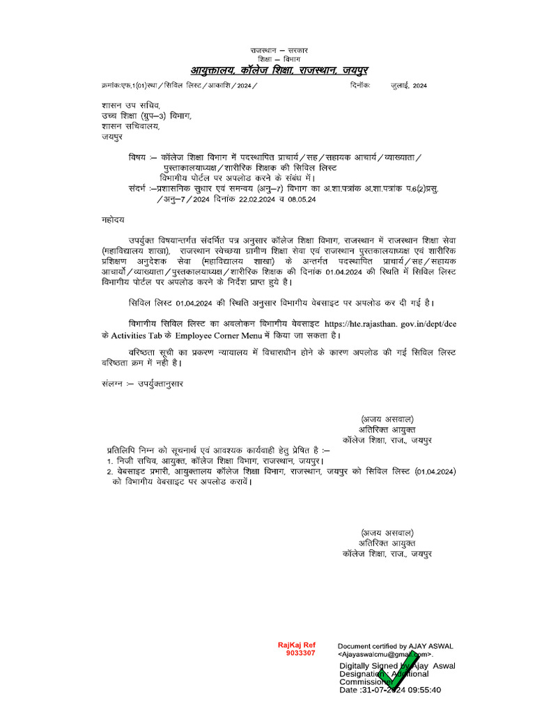 Civil List 2024 | PDF