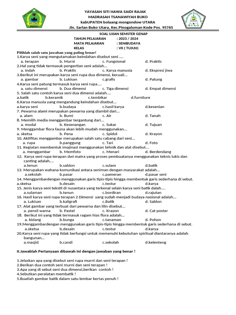 SOAL SB Kelas 7 | PDF