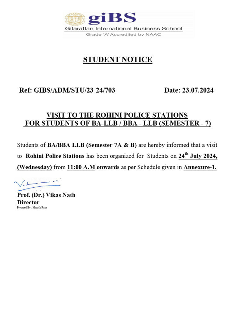 703-Student Notice For Police Station Visit | PDF