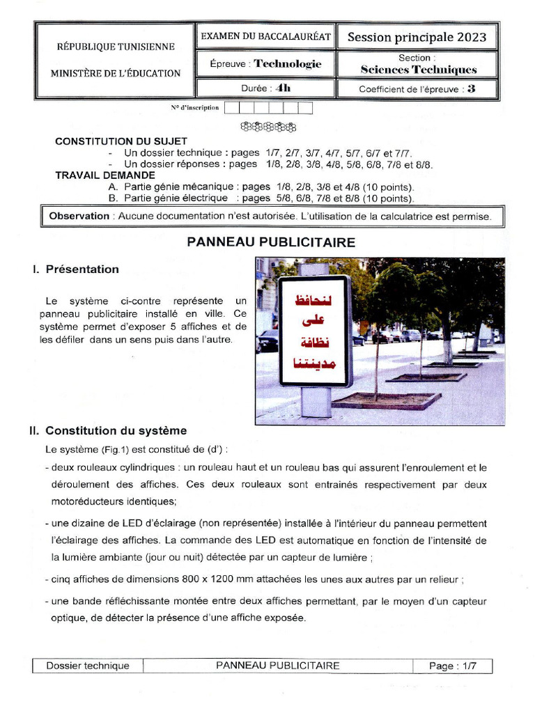 Sujet Bac Principale 2023 | PDF