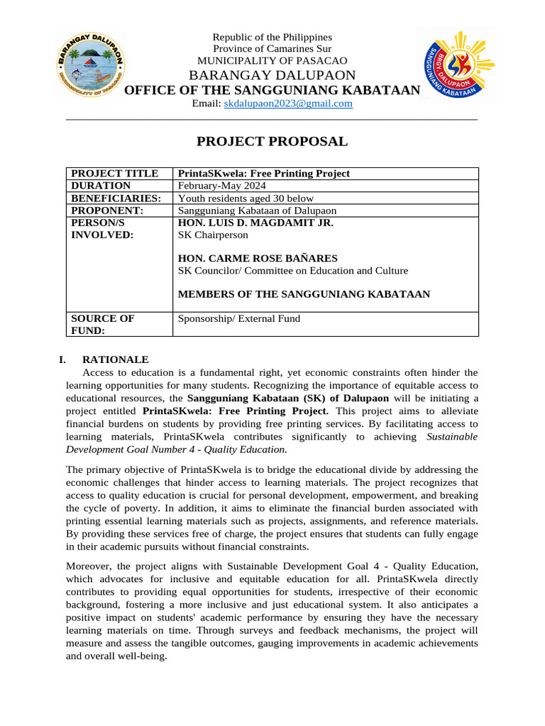 PrintaSKwela Project Proposal | PDF