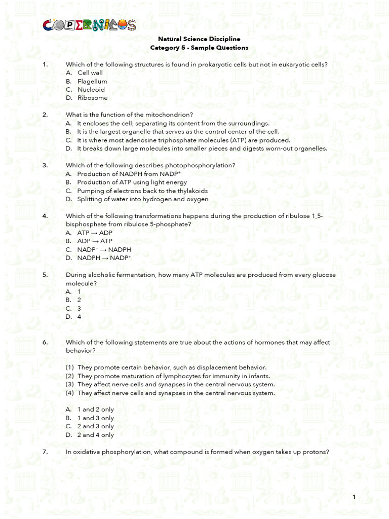 Natural-Science-Category-5-Sample-Questions | PDF