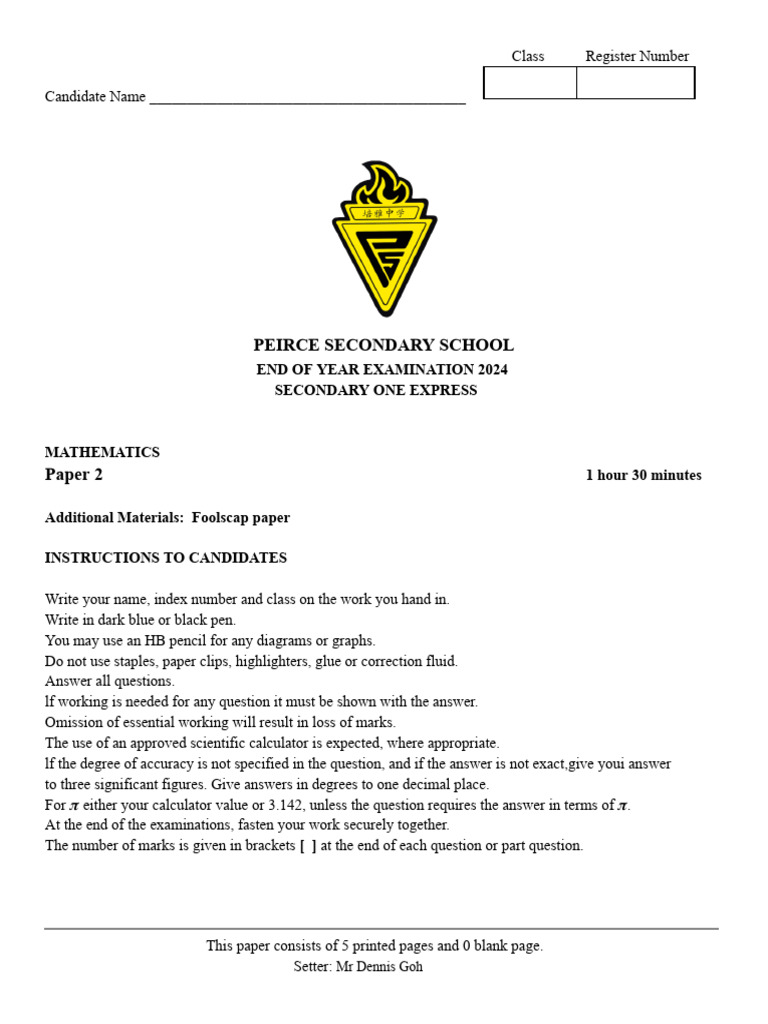 Sec 1 Eoy Math | PDF