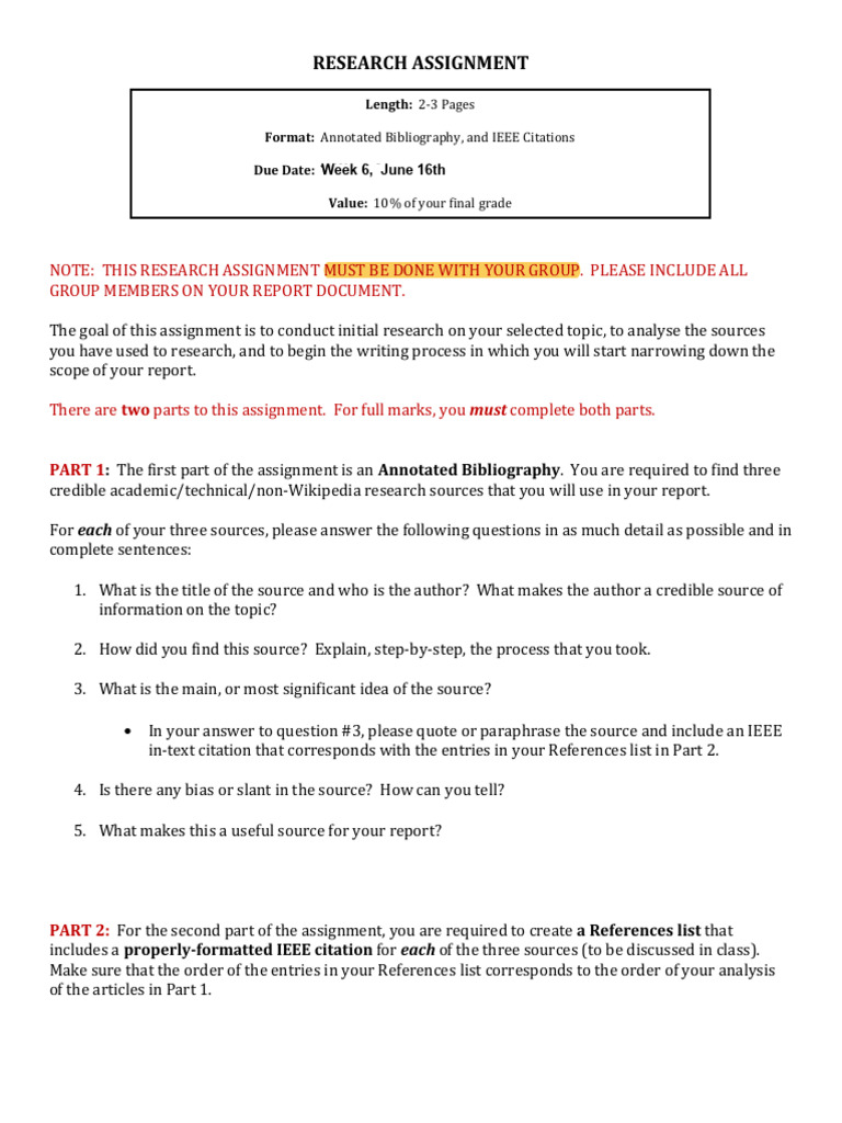 Research Sources Assignment | PDF