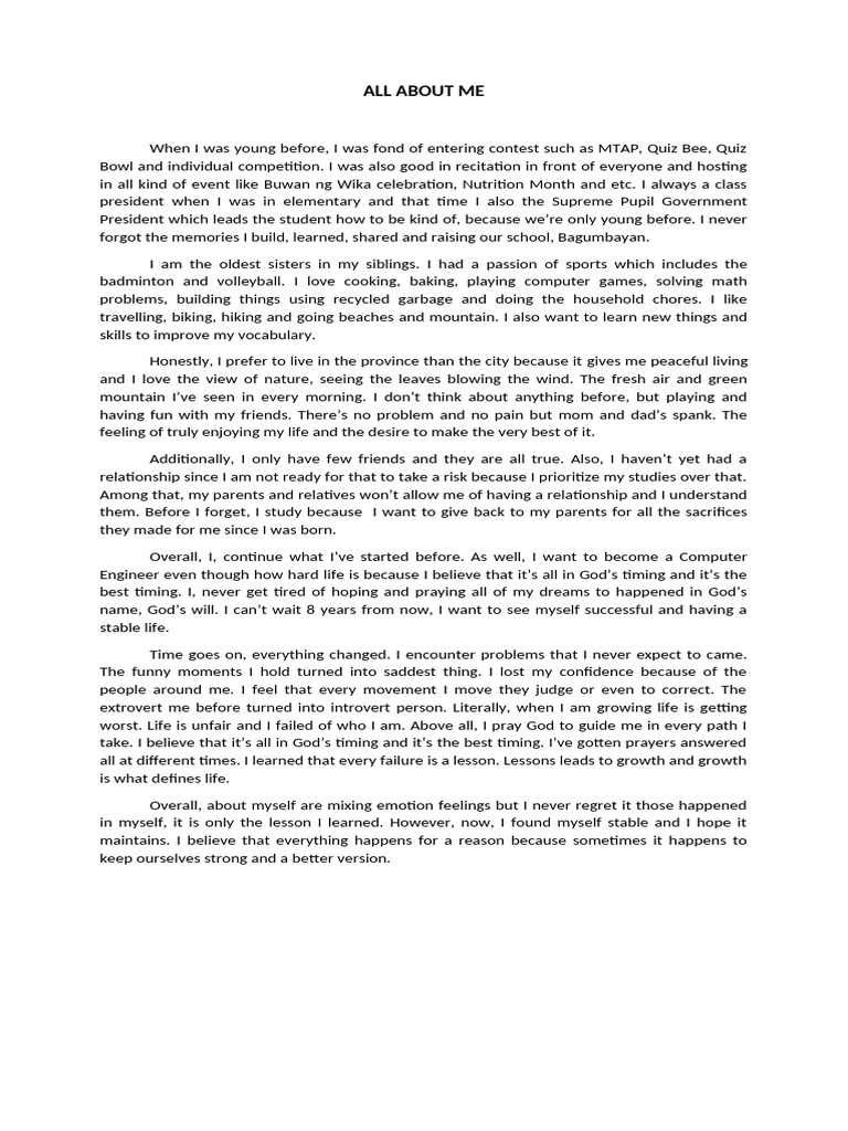 All About Me | PDF