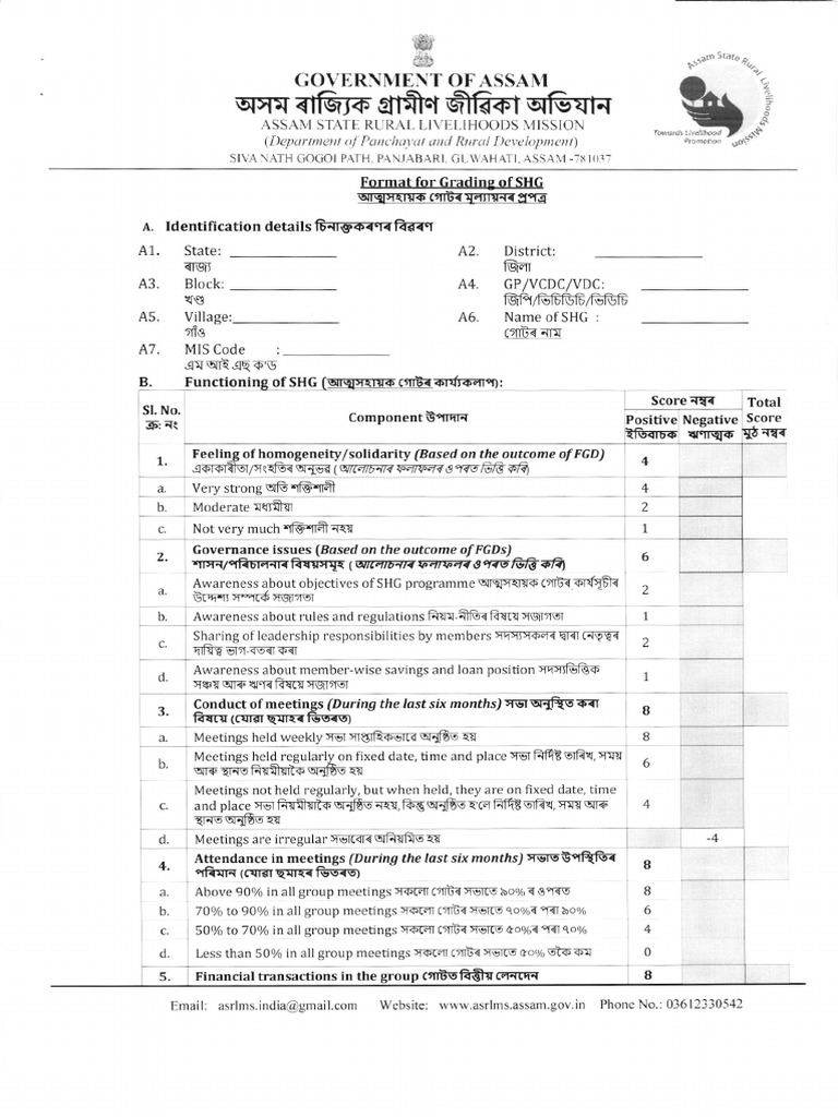 SHG Grading Format - 2022 | PDF