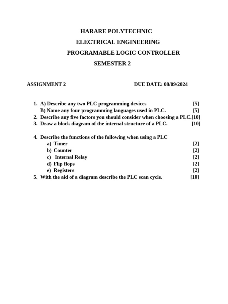 PLC Assignment 2 | PDF