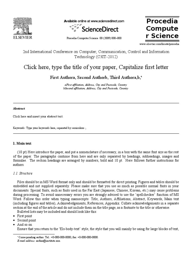 Procedia Word Template | PDF | Copyright | Typefaces