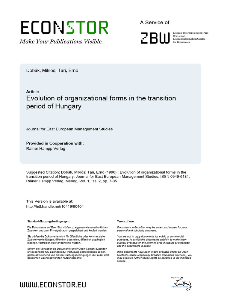 Evolution of Organizational Forms in The | PDF