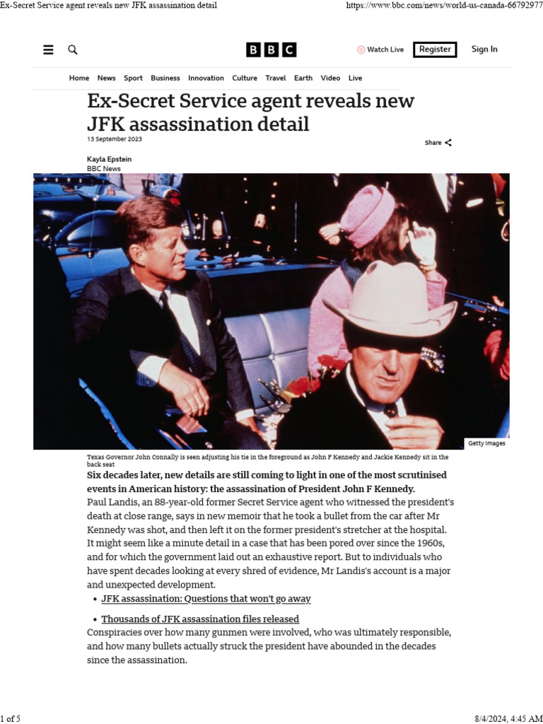 Ex-Secret Service Agent Reveals New JFK Assassination Detail | PDF
