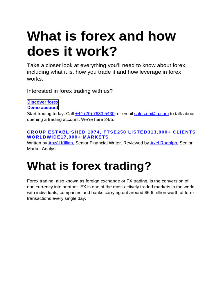 What Is Forex and How Does It Work? | PDF
