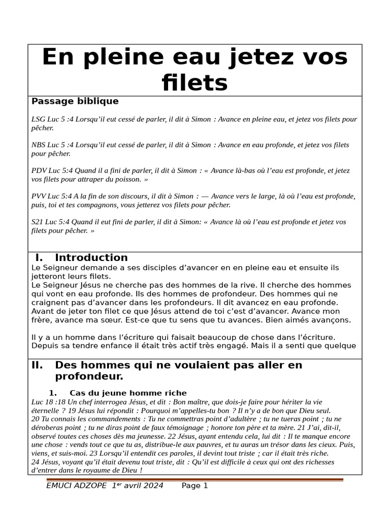 En Plein Eau Jetez Vos Filets | PDF