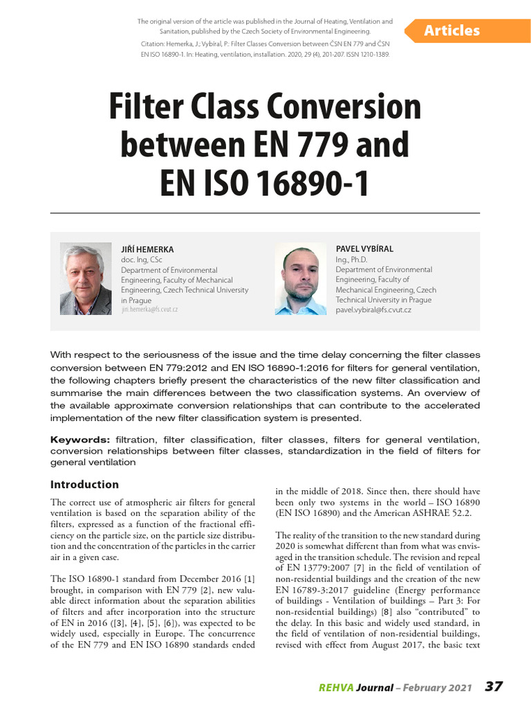 Filter Class Conversion Between en 779 and en ISO 16890-1 | PDF