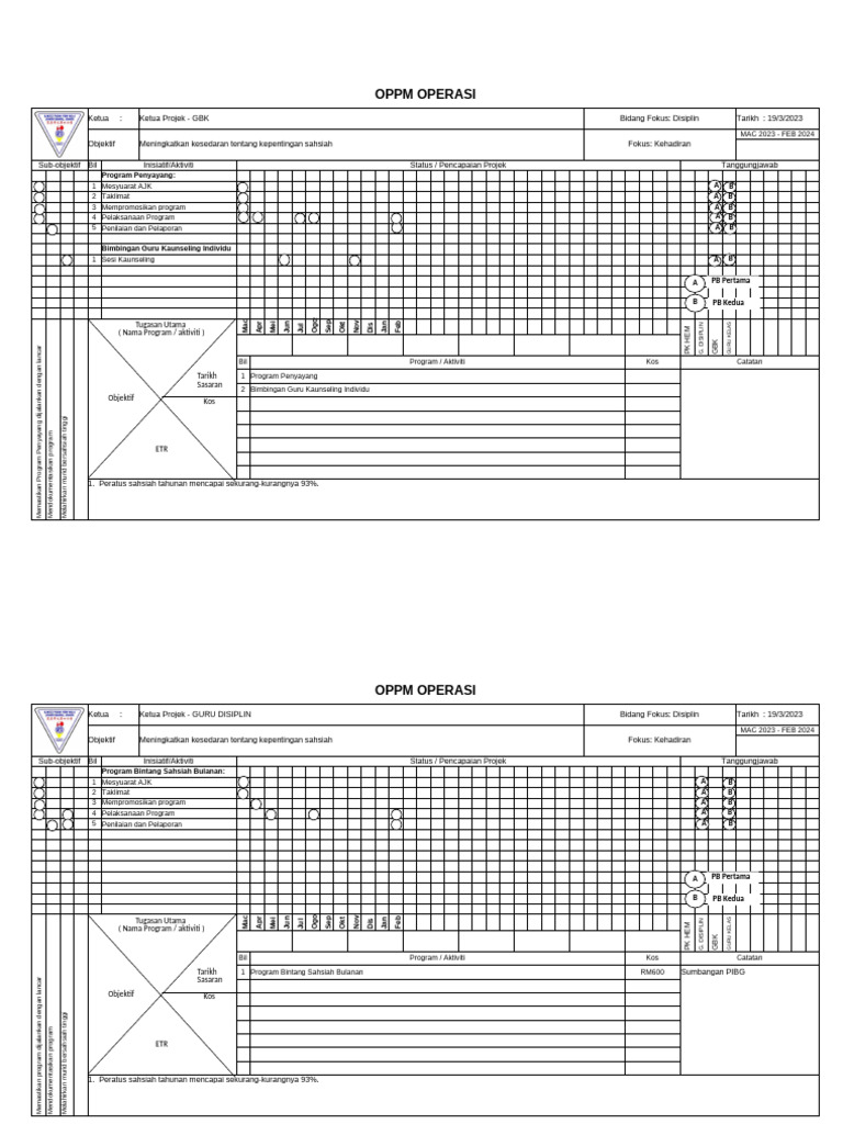 OPPM FY4 HEM Kehadiran & Sahsiah | PDF