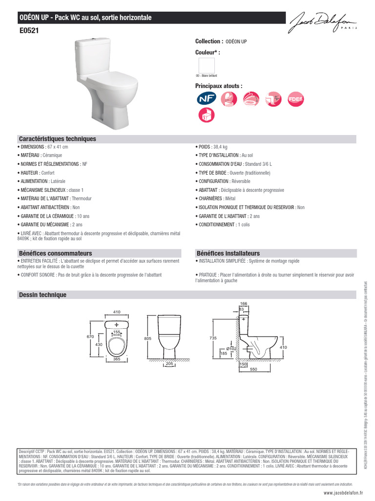 WC Jacob Delafon Odeon Up | PDF