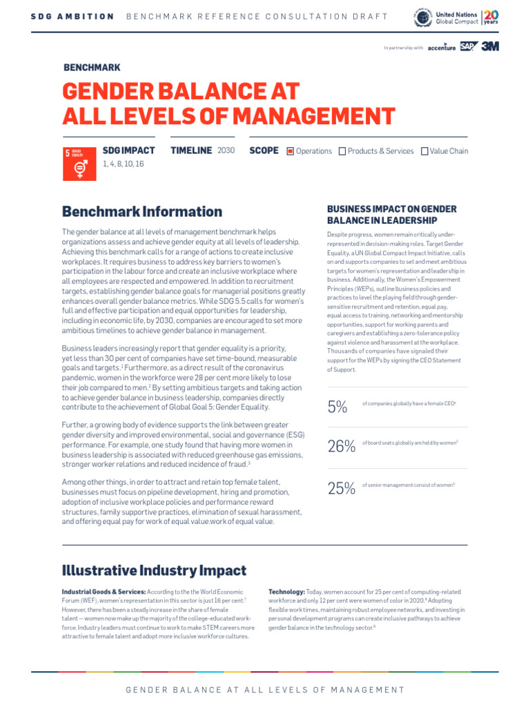 UNSDG - Gender Balance at All Levels of Management | PDF