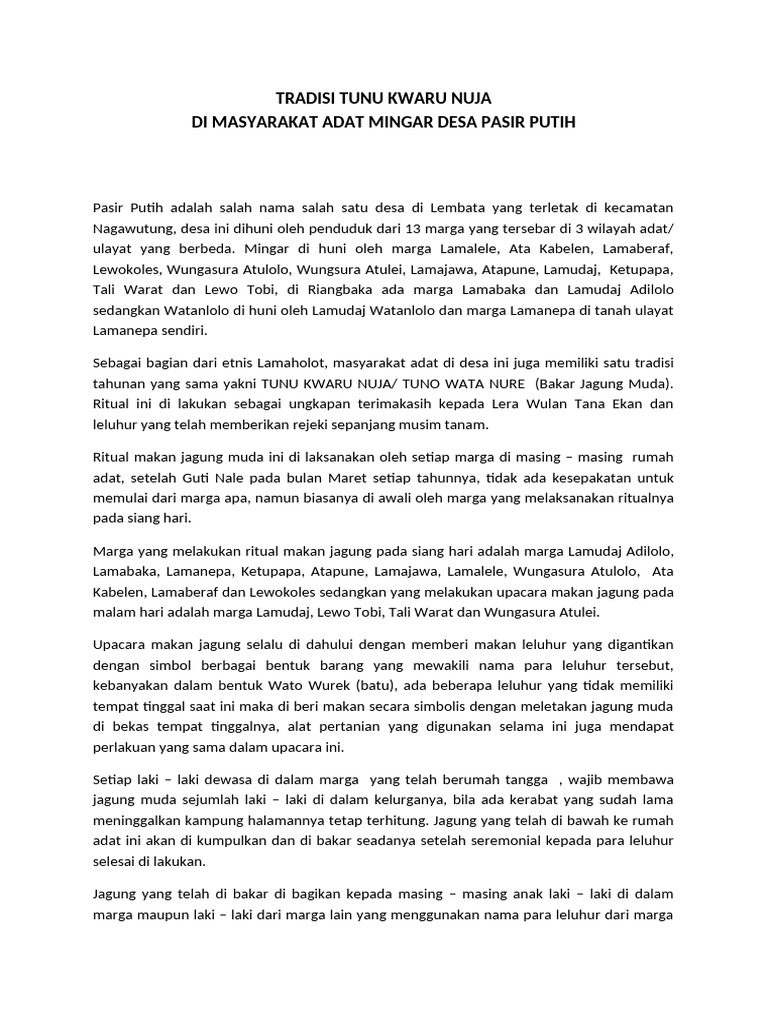 Tradisi Tunu Kwaru Nuja | PDF