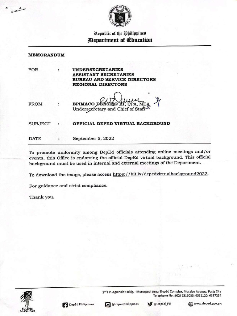 MEMORANDUM-Official-DepEd-Virtual-Background | PDF