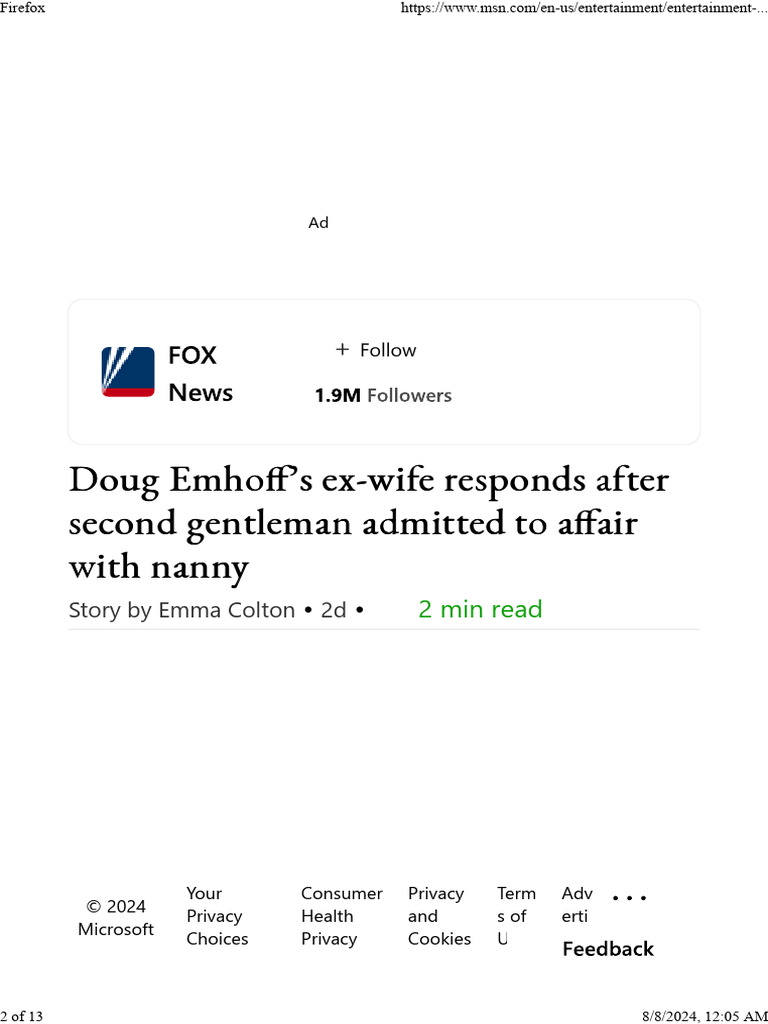 Doug Emhoff's Ex-Wife Responds After Second Gentleman Admitted To ...