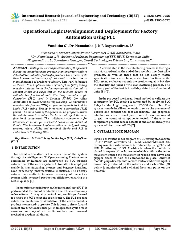 IRJET Operational Logic Development and | PDF