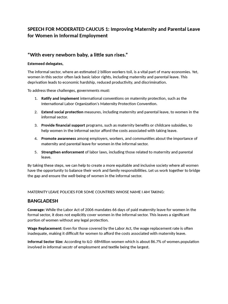 Speech For Moderated Caucus 1 | PDF
