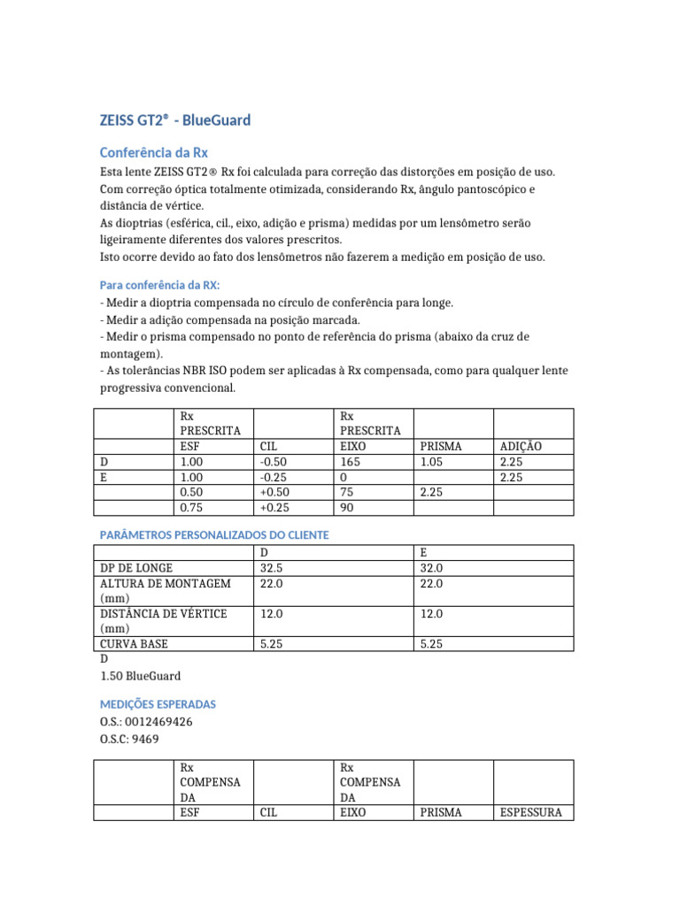 ZEISS GT2 BlueGuard Conferencia RX | PDF