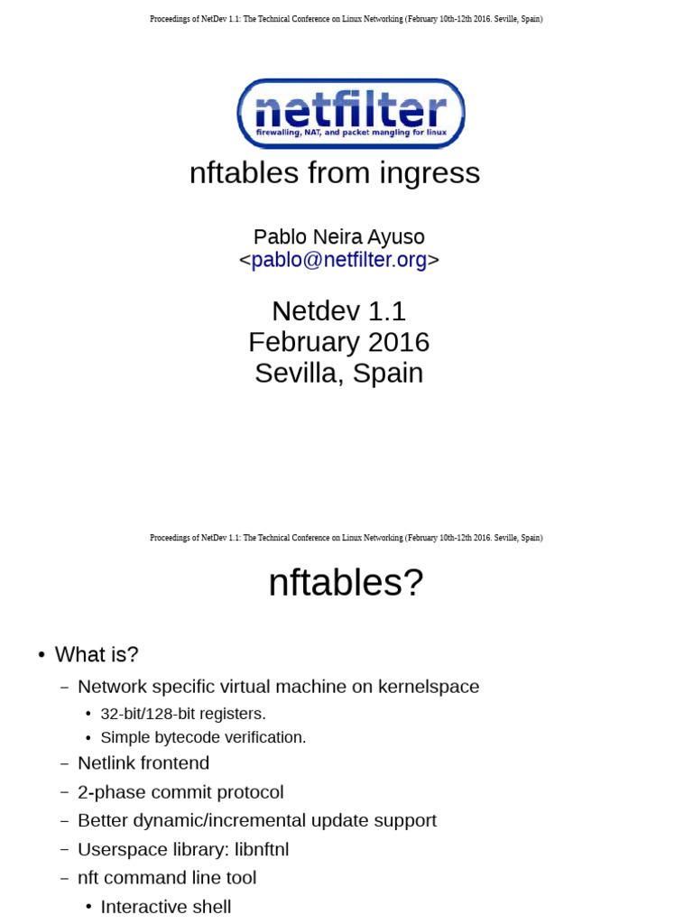 Pablo Neira NFT Ingress | PDF