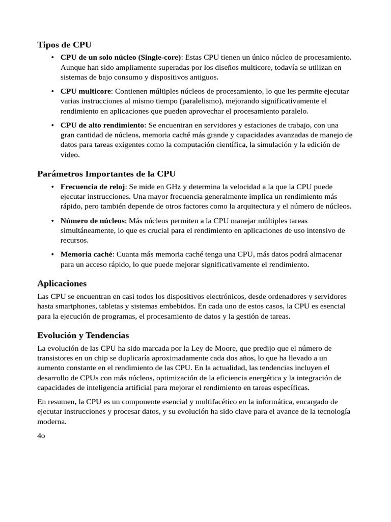 Tipos y Parámetros de CPU Explicados | PDF | Computer Architecture | Computer Engineering