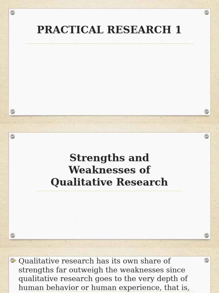 Strengths and Weaknesses of Qualitative Research | PDF