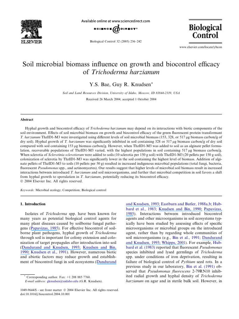 Soil Microbial Biomass Influence On Grow | PDF