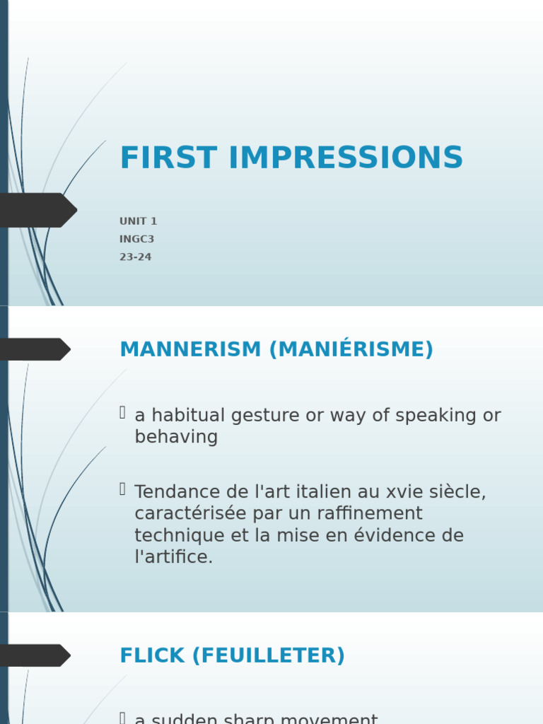 Unit 1 First Impressions | PDF