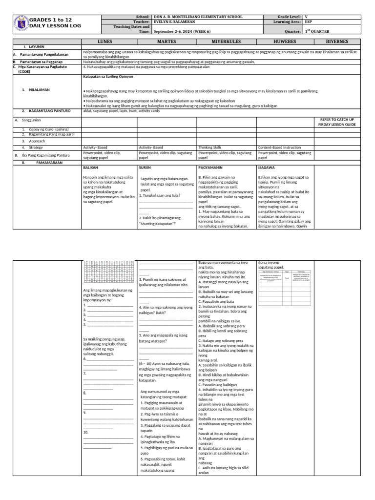 DLL - Esp 5 - Q1 - W6 | PDF