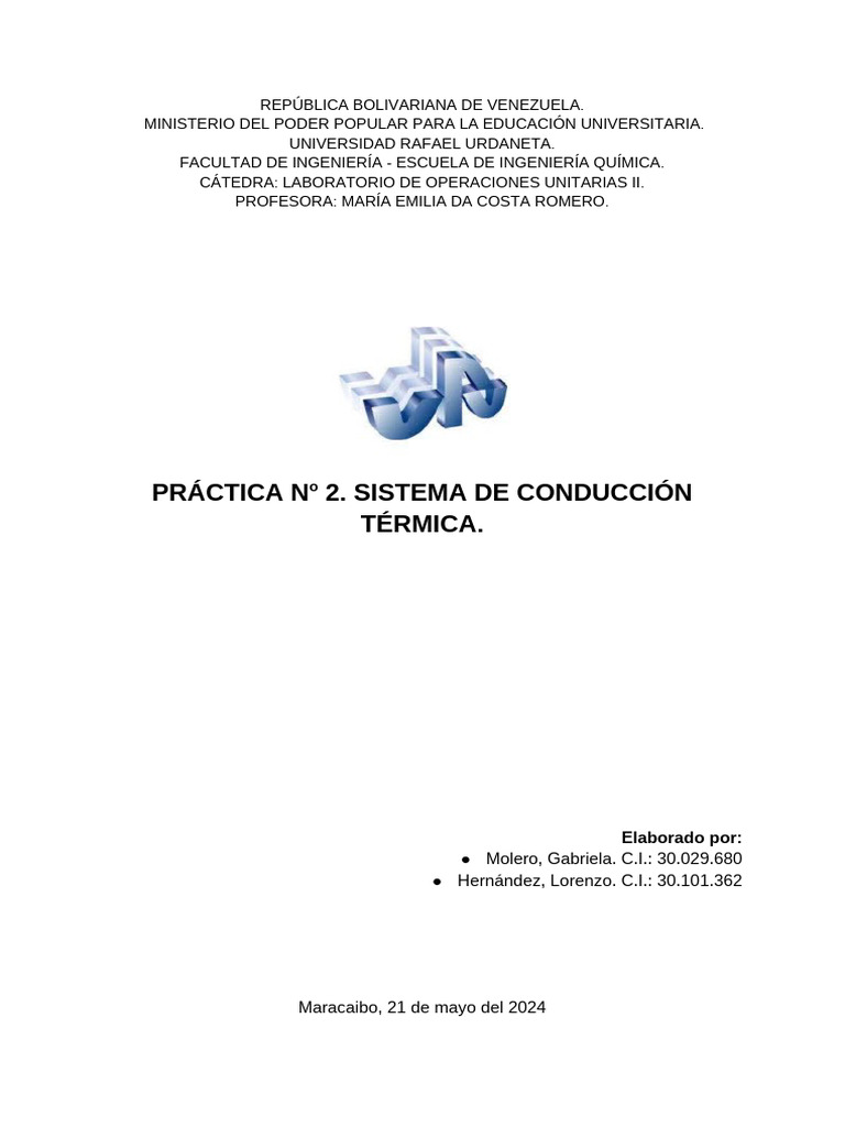 PRÁCTICA No 2. SISTEMA DE CONDUCCIÓN TÉRMICA. | PDF