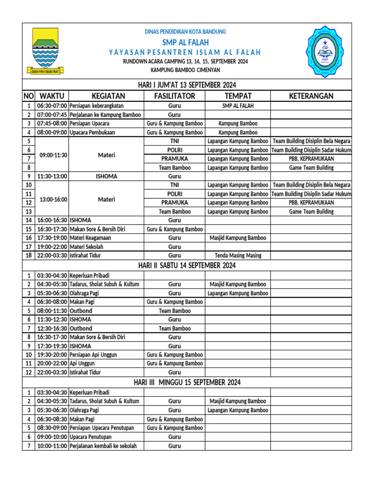 Rundown SMP AL FALAH | PDF