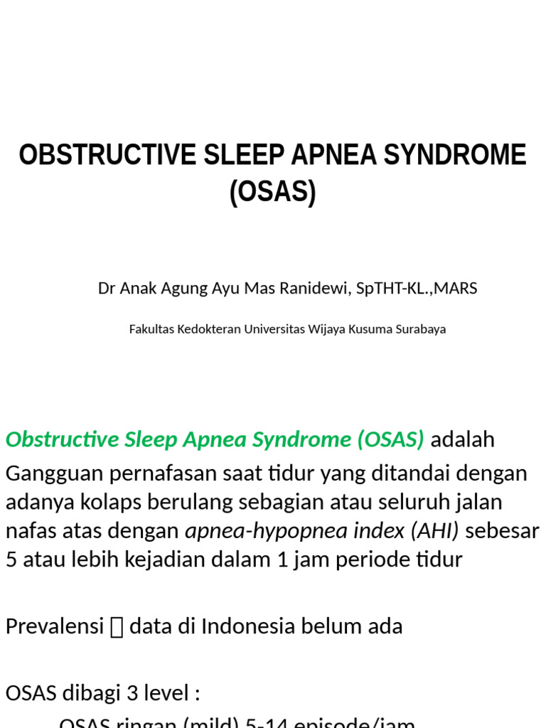Obstructive Sleep Apnea (Osa) | PDF