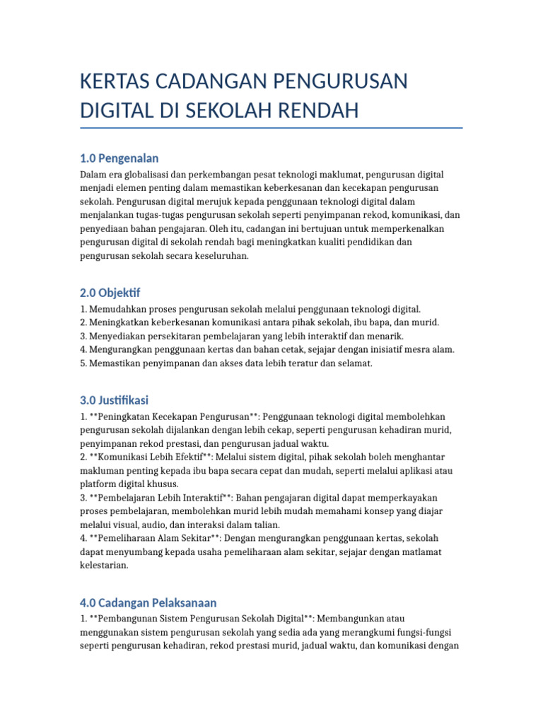Kertas Cadangan Pengurusan Digital Pdf
