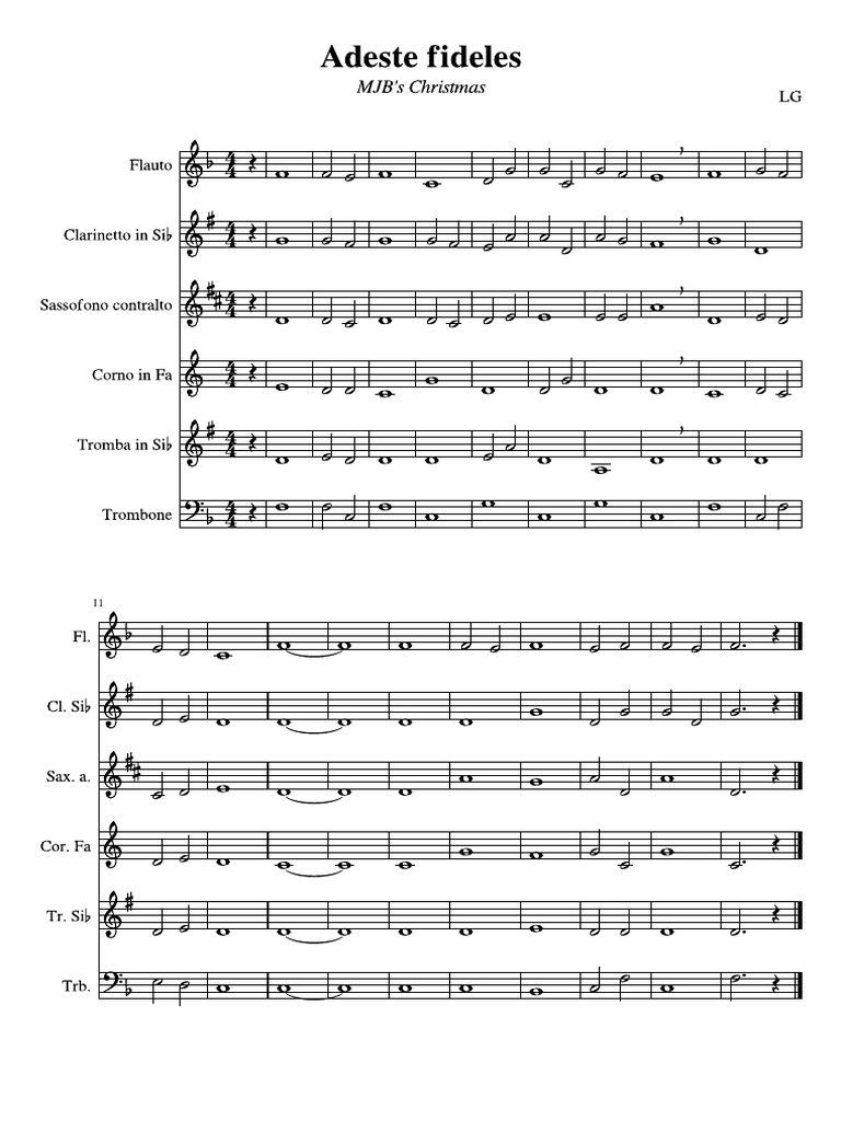 Adeste Fideles 1 ANNO-Partitura e Parti | PDF