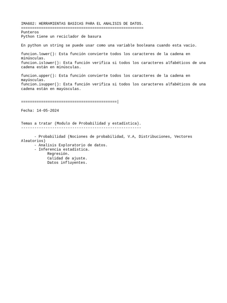 Ima602 Herramientas Basicas para El Analisis de Datos | PDF Ima602 Herramientas Basicas para El Analisis de Datos | PDF