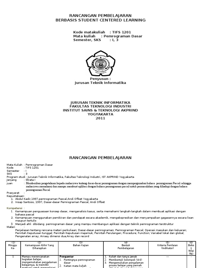 RPP Pemrograman Dasar | PDF