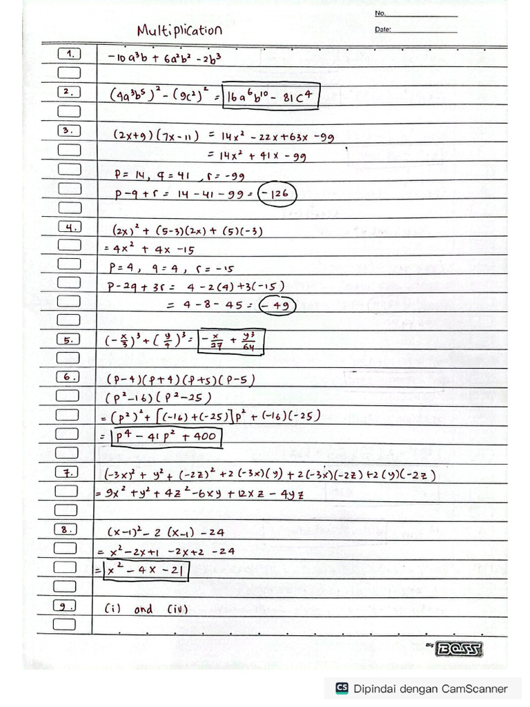 Key Answer Multiplication & Factorization | PDF