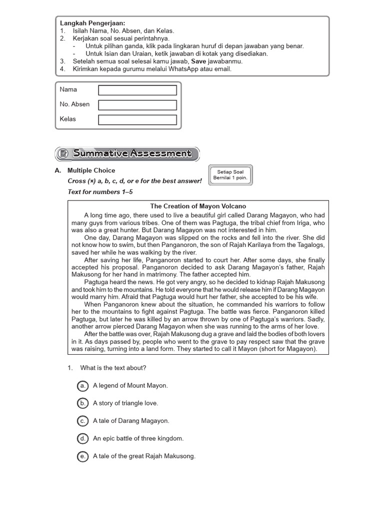 SMA Bahasa Inggris 11 TL Summative Assessment Unit 1 | PDF