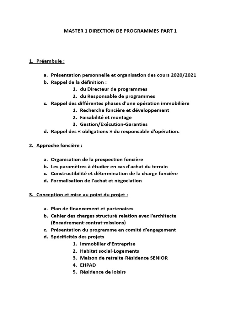 Copie de Master 1 Direction de Programmes v2 | PDF