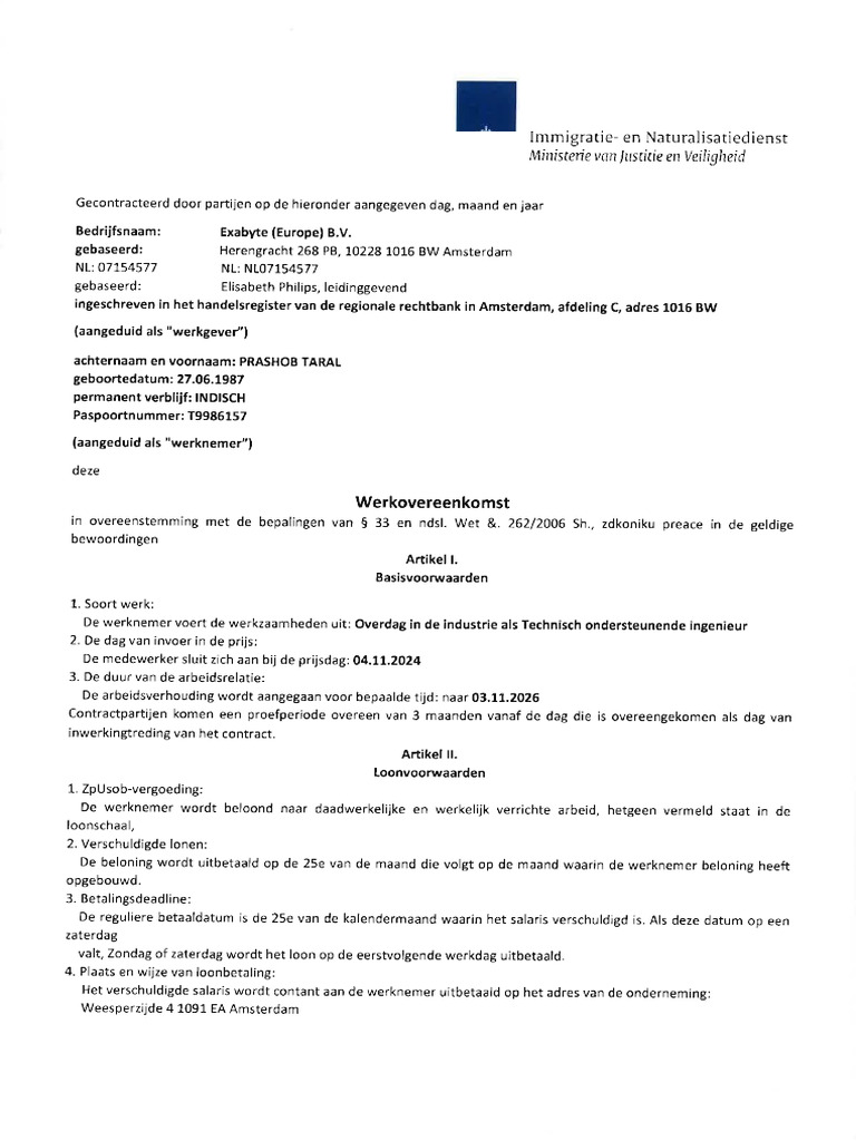 PRASHOB TARAL - Werkvergunning | PDF